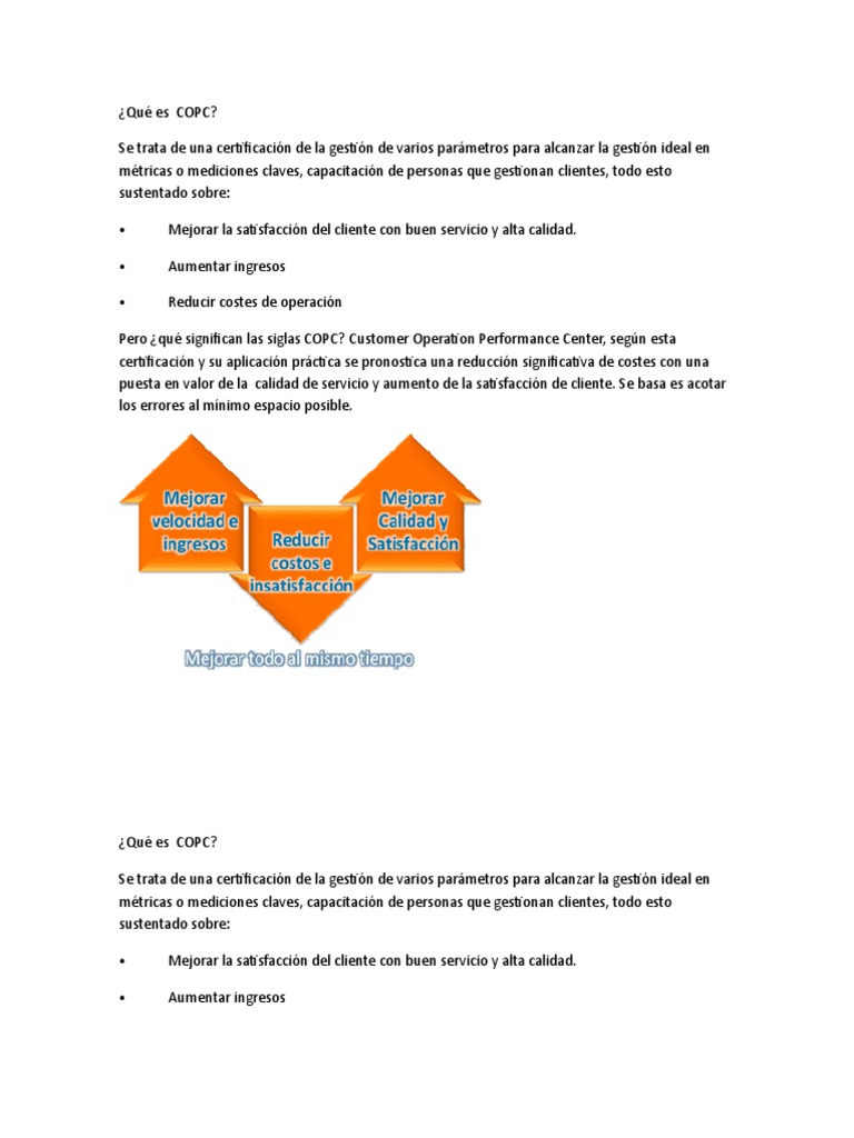 Qué Es COPC | PDF | Calidad (comercial) | Gestión de recursos humanos