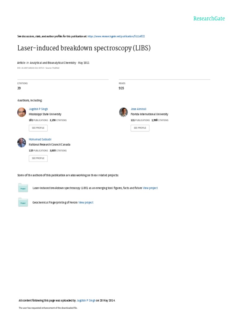 Laser Induced Breakdown Spectros | PDF | Chemometrics | Incineration