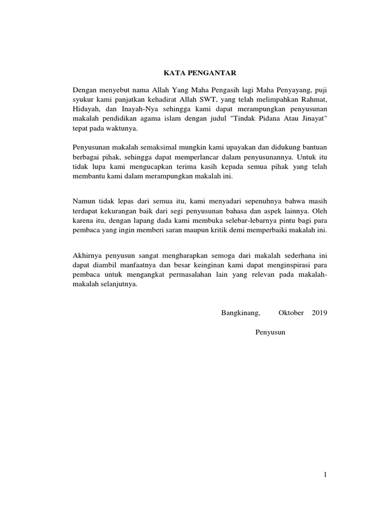 Makalah Tindak Pidana Atau Jinayat - Docx-2 | PDF