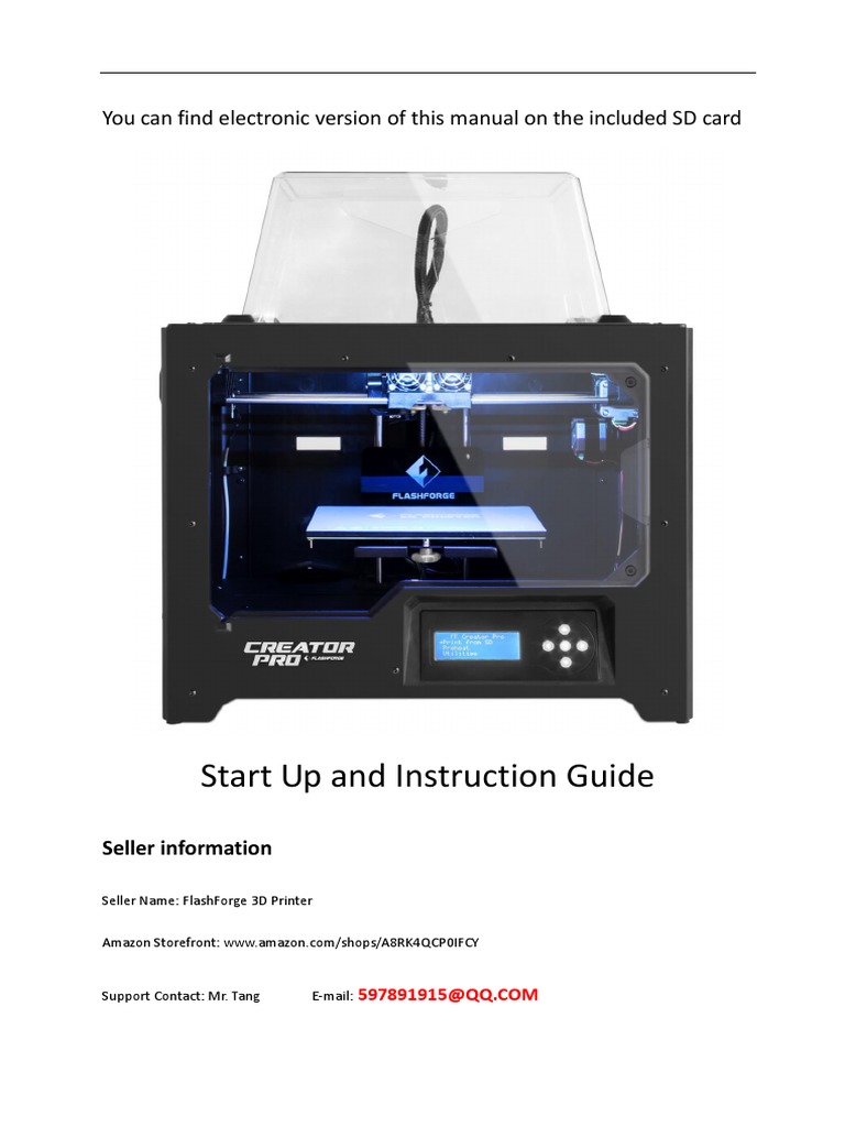 FlashForge Creator Pro Start-Up Guide | PDF | Double Click | 3 D Printing