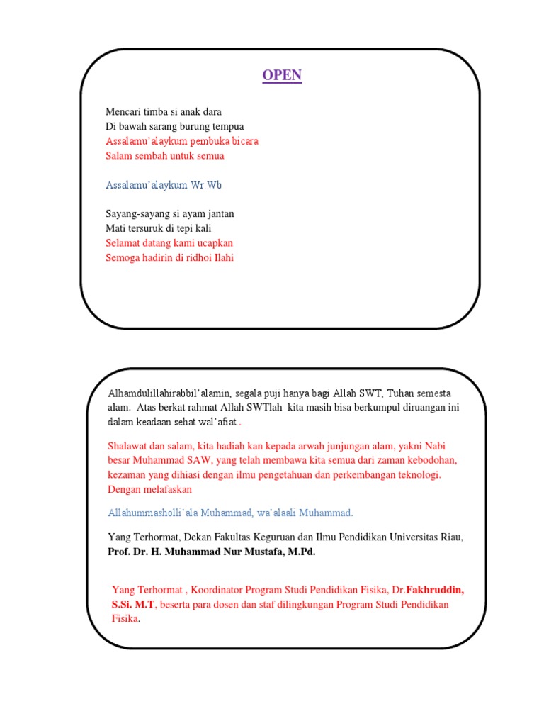 Naskah MC Pembukaan | PDF