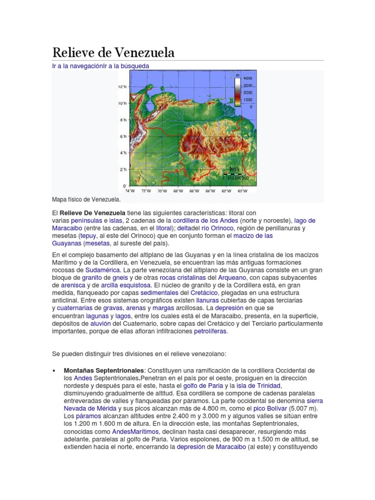 Relieve de Venezuela | PDF | Andes | Venezuela