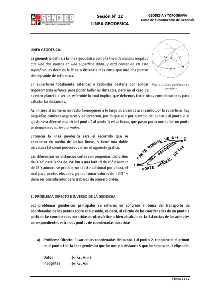 SE1901GA Sesion 12 La Linea Geodesica | PDF | Geodesia | Esfera
