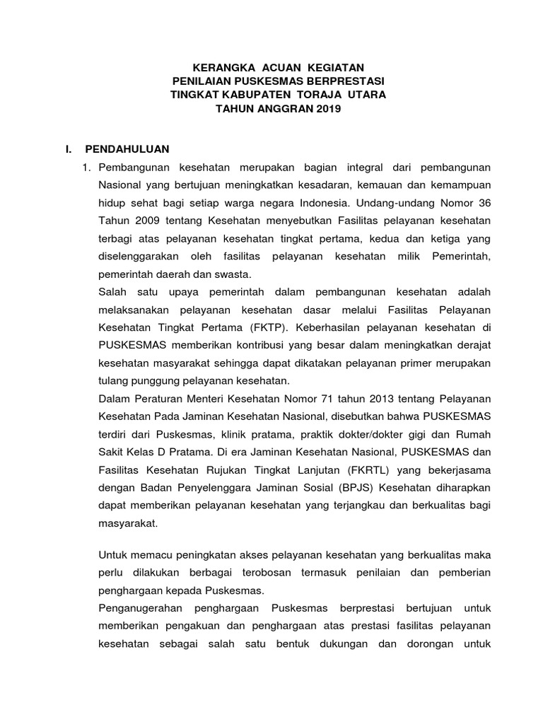 Kerangka Acuan Kegiatan PKM Berprestasi | PDF