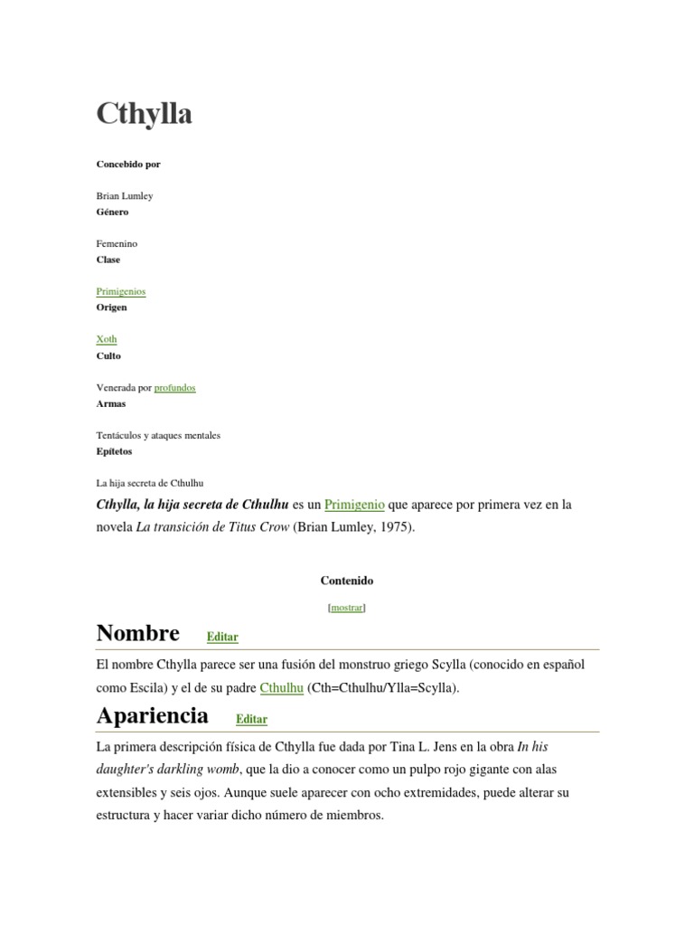 Cthylla | PDF | Cthulhu | HP Lovecraft