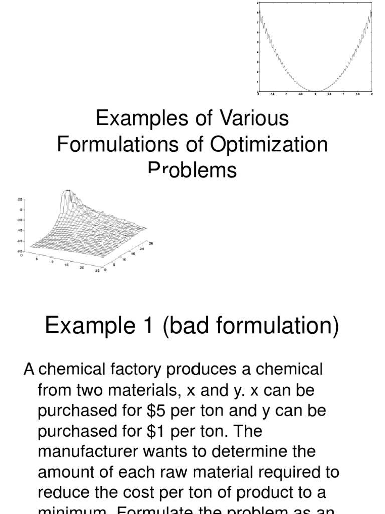 Examples of Various Formulations of Optimization Problems | PDF ...