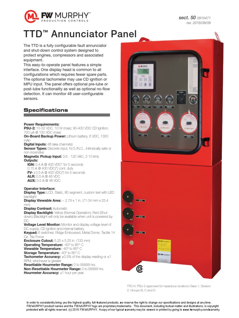 TTD Annunciator Panel: Specifications | PDF | Computer Monitor ...