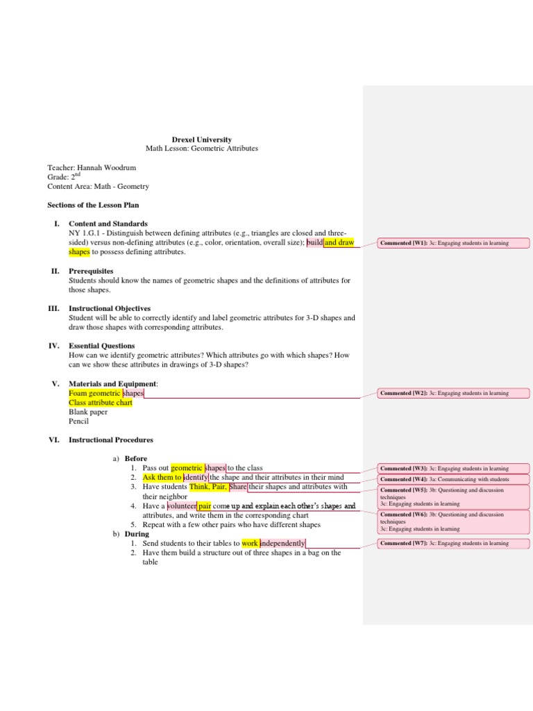 Geometric Attributes Lesson | PDF | Shape | Geometry
