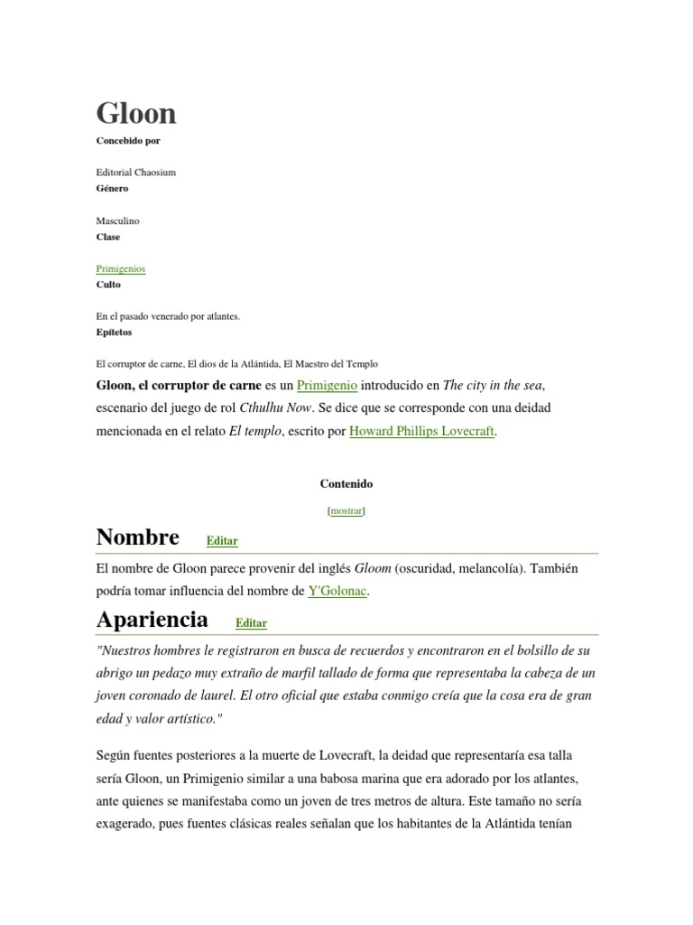 Gloon | PDF | Cthulhu | HP Lovecraft