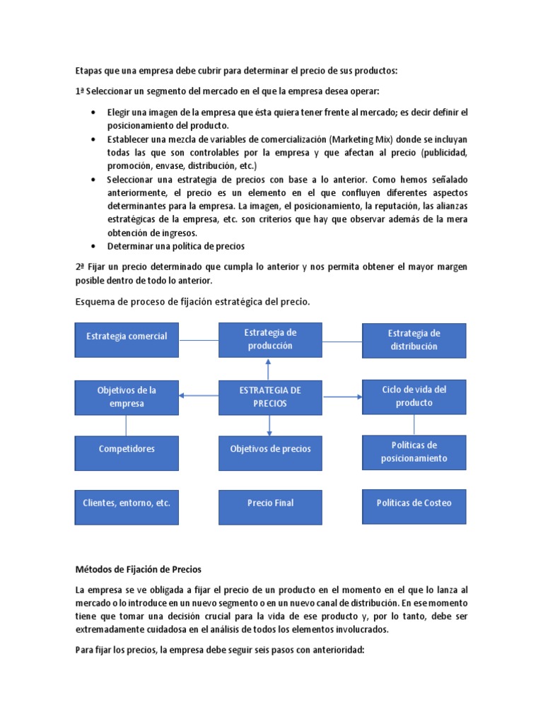 Etapas para Determinar El Precio de Un Producto | PDF | Inflación | Precios