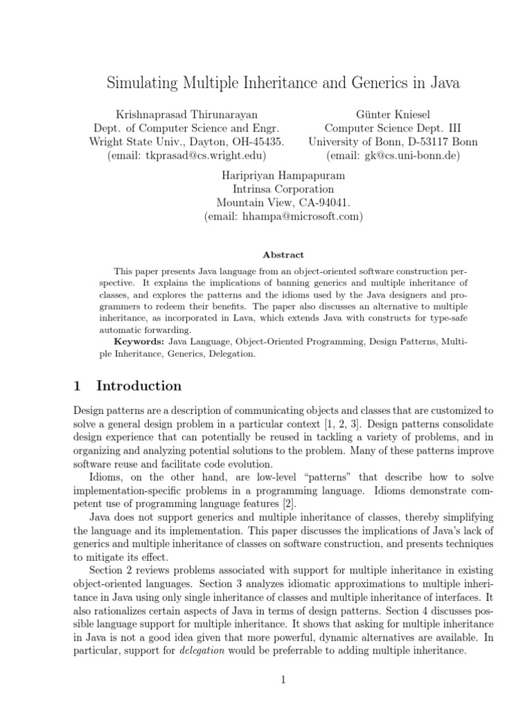 Simulating Multiple Inheritance And Gene Download Free Pdf Inheritance Object Oriented