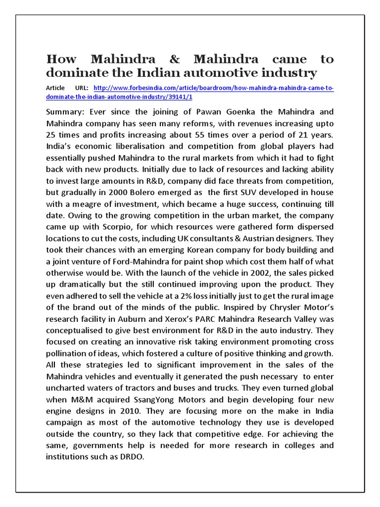 How Mahindra & Mahindra Came To Dominate The Indian Automotive Industry ...
