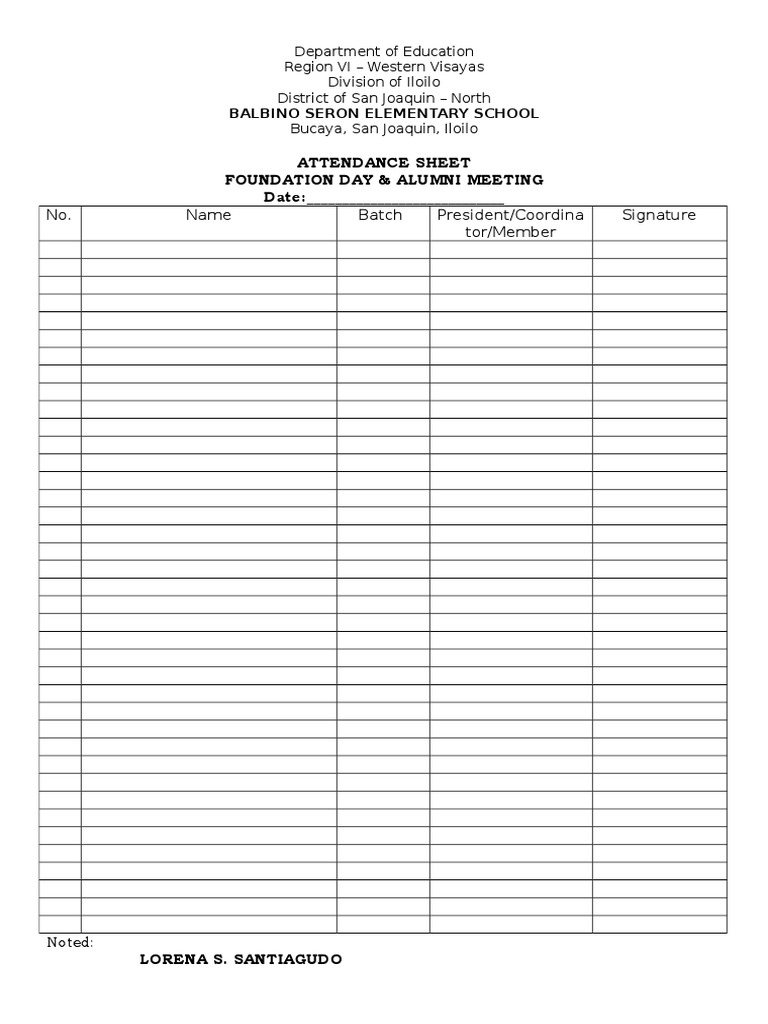 Attendance Sheet ALUMNI | PDF