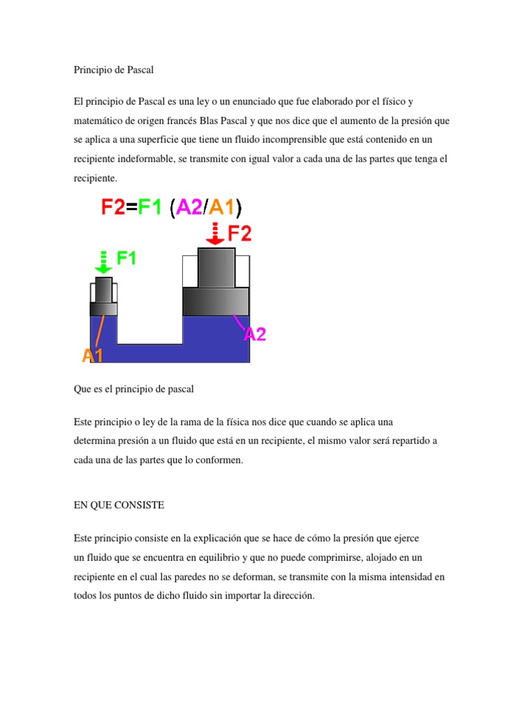 Principio de Pascal | PDF | Presión | Mecánica de Medios Continuos