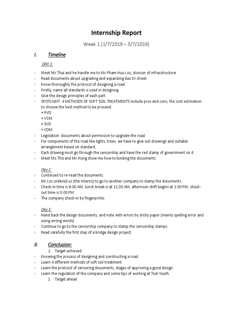 Internship Report: I. Timeline | PDF | Computers