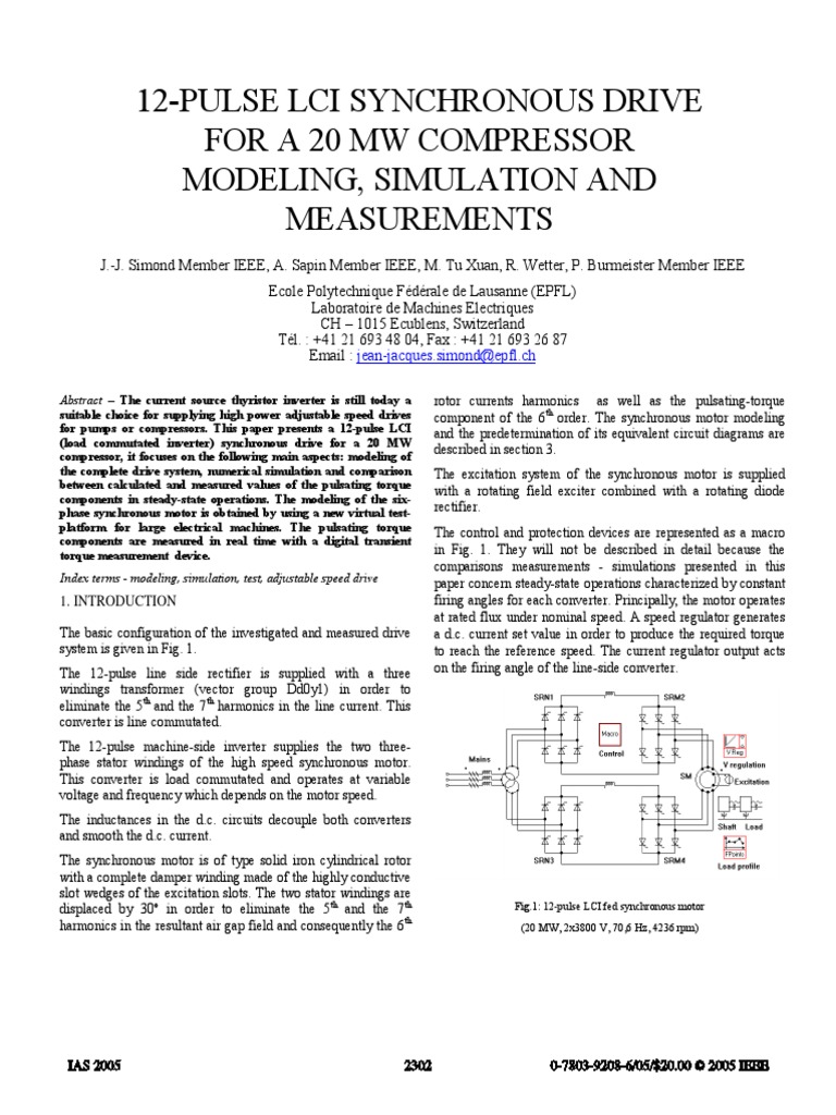 12pulse Lci Synchronous Drive For A 20 MW Compressor Modeling Si | PDF ...