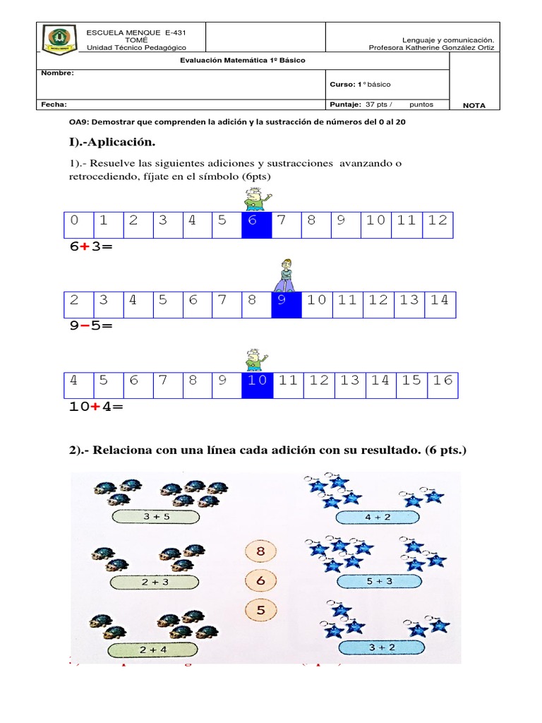 Adición y Sustracción 0-20 Básico | PDF