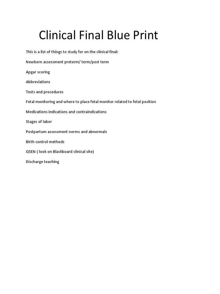 Clinical Final Blueprint | PDF