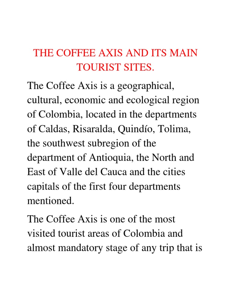 The Coffee Axis and Its Main Tourist Sites | PDF