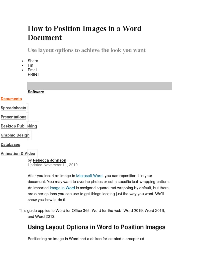 How To Position Images in A Word Document: Use Layout Options To ...