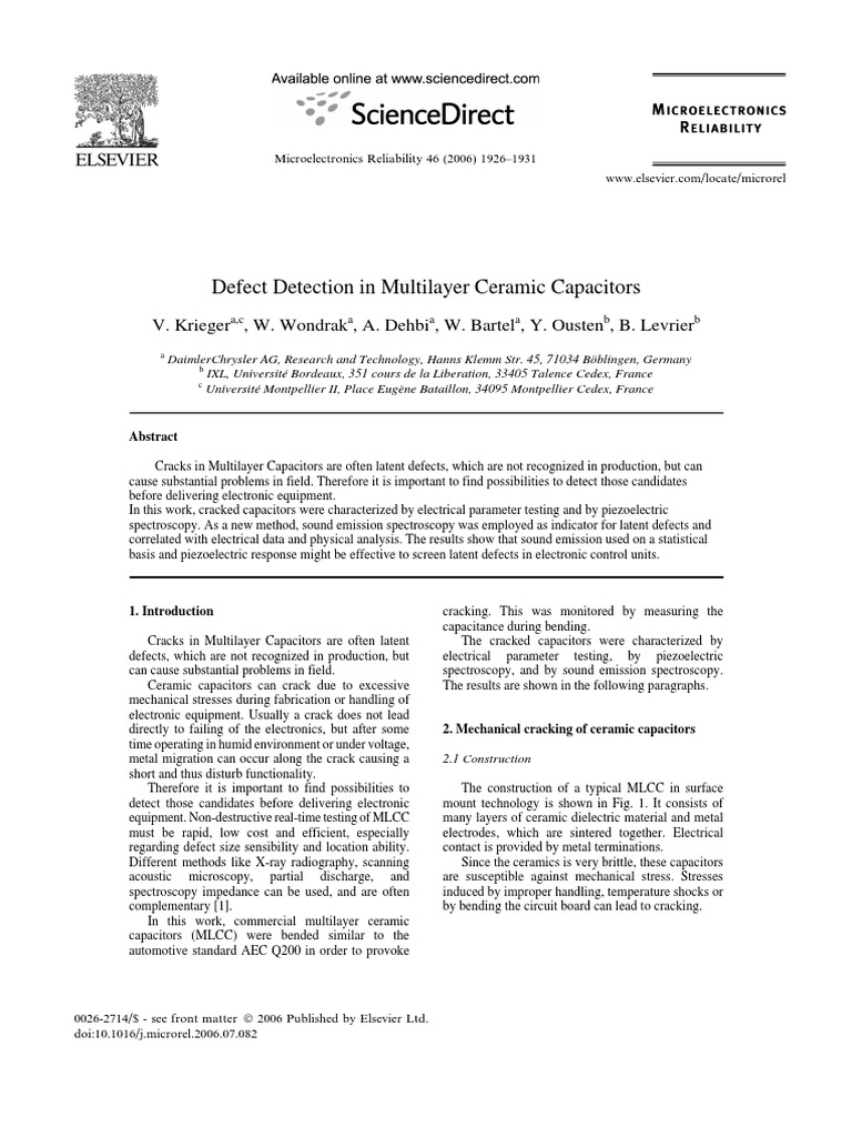 Defect Detection in Multilayer Ceramic Capacitors | PDF | Capacitor ...