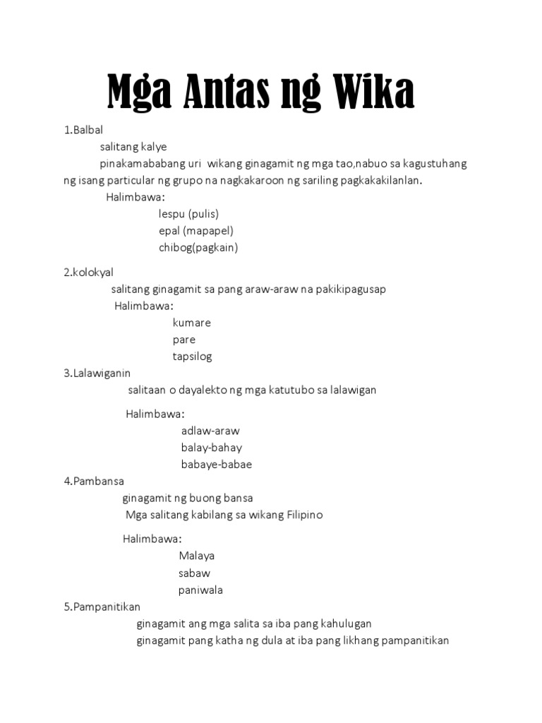 Mga Antas NG Wika | PDF