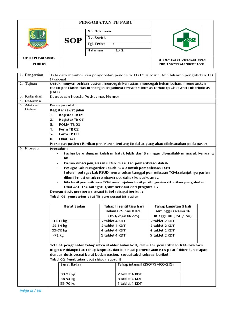 Sop TB Paru Fix | PDF