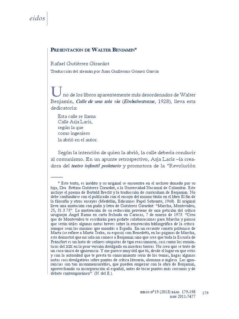 Análisis de Walter Benjamin y su Estética Marxista | PDF | marxismo | Dialéctico