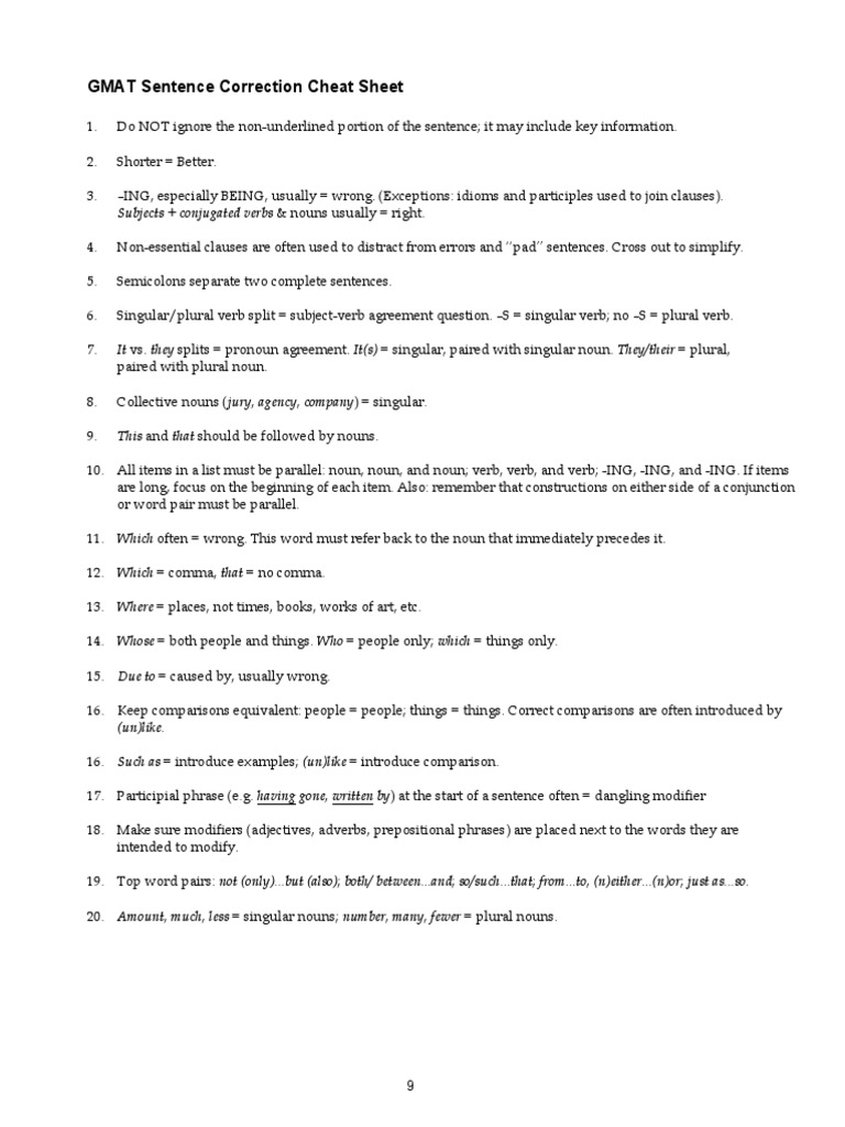 Verbal Cheatsheet | PDF