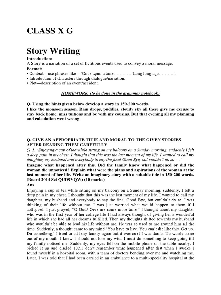 Story Writing Questions | PDF