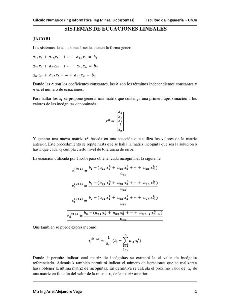 Ejemplos Jacobi Gauss-Seidel | PDF | Sistema de ecuaciones lineales | Ecuaciones
