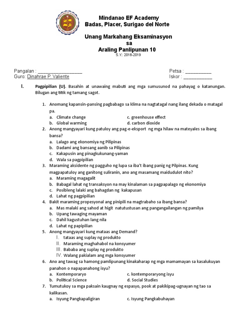 1ST Quarter Ap 10 | PDF