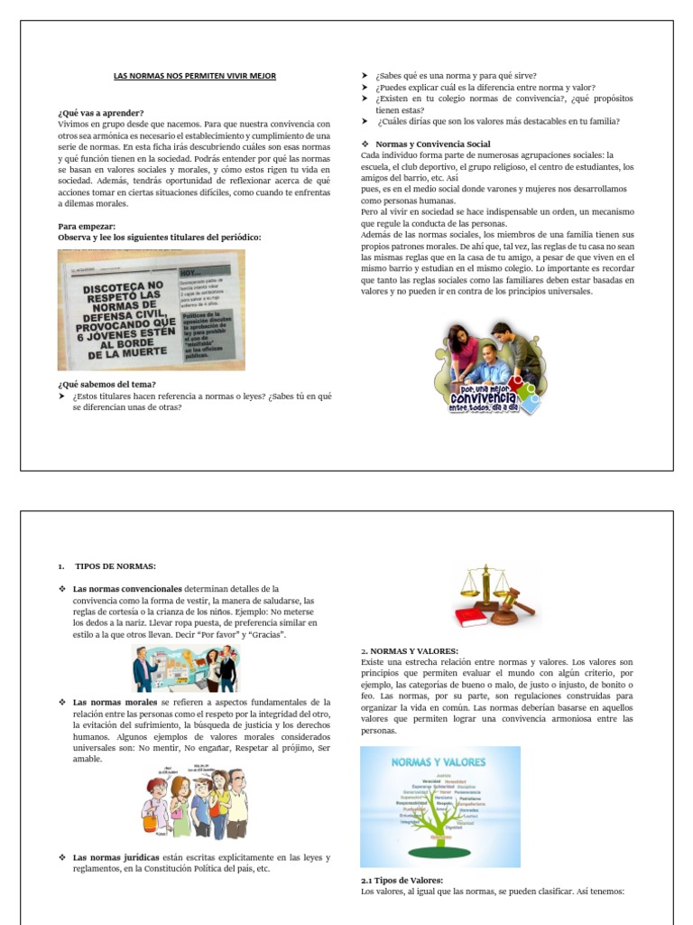 LAS NORMAS NOS PERMITEN VIVIR MEJOR 3ro | PDF | Sociedad | Familia