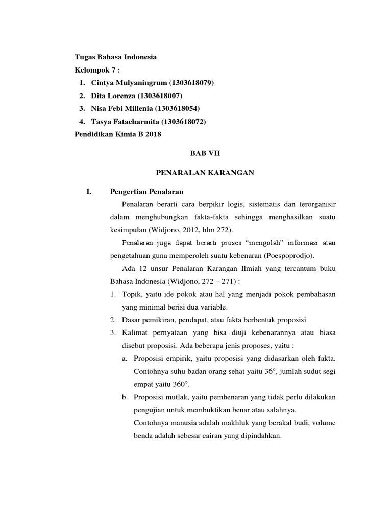 Bindo Kel 7 (Materi Penalaran Karangan) | PDF