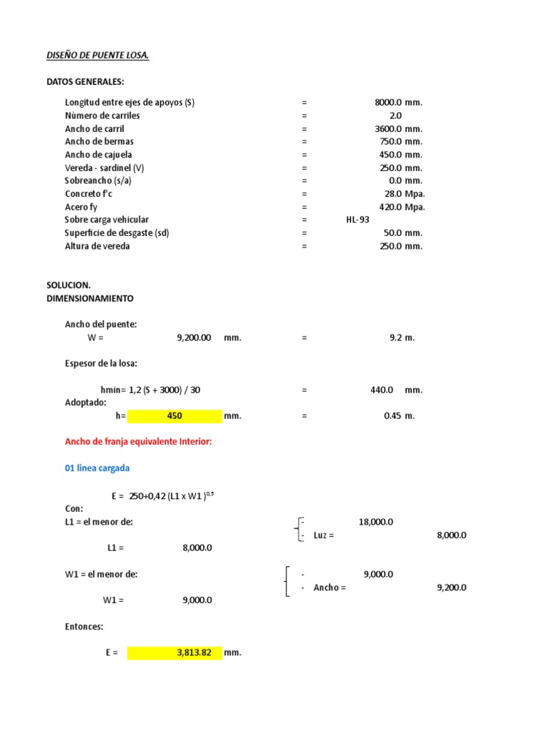 Diseño De Losa Puentes Pdf Hormigón Pretensado Mecánica De