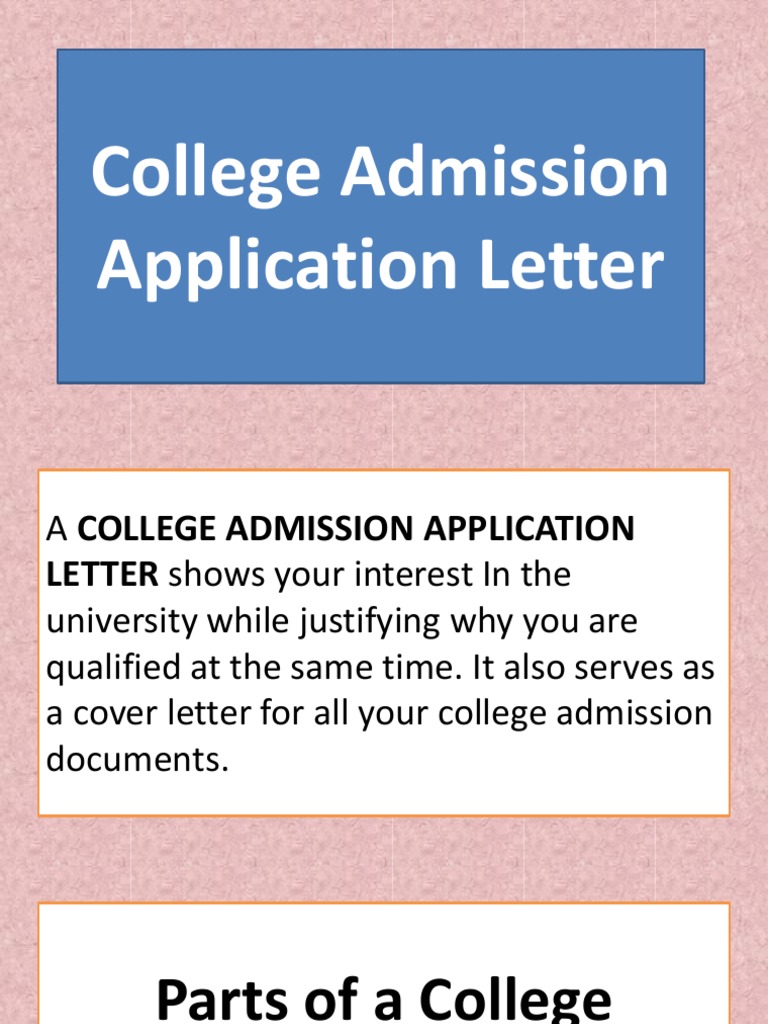 College Admission Application Letter | PDF | University And College ...
