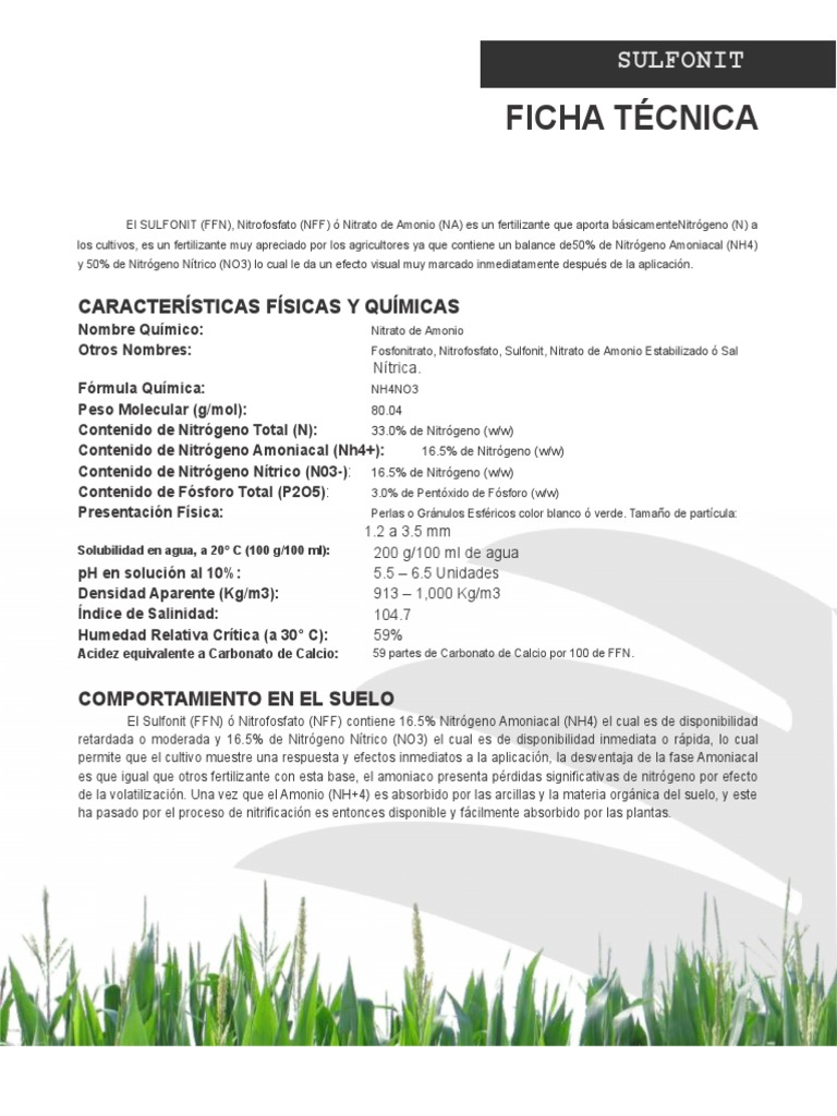 Fertico Sulfonit | PDF | Fertilizante | Nitrógeno