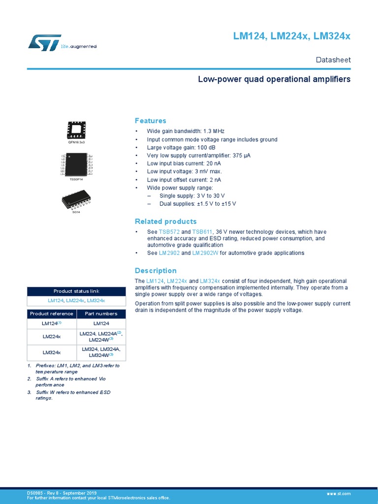 LM124, LM224x, LM324x: Low-Power Quad Operational Amplifiers | PDF ...