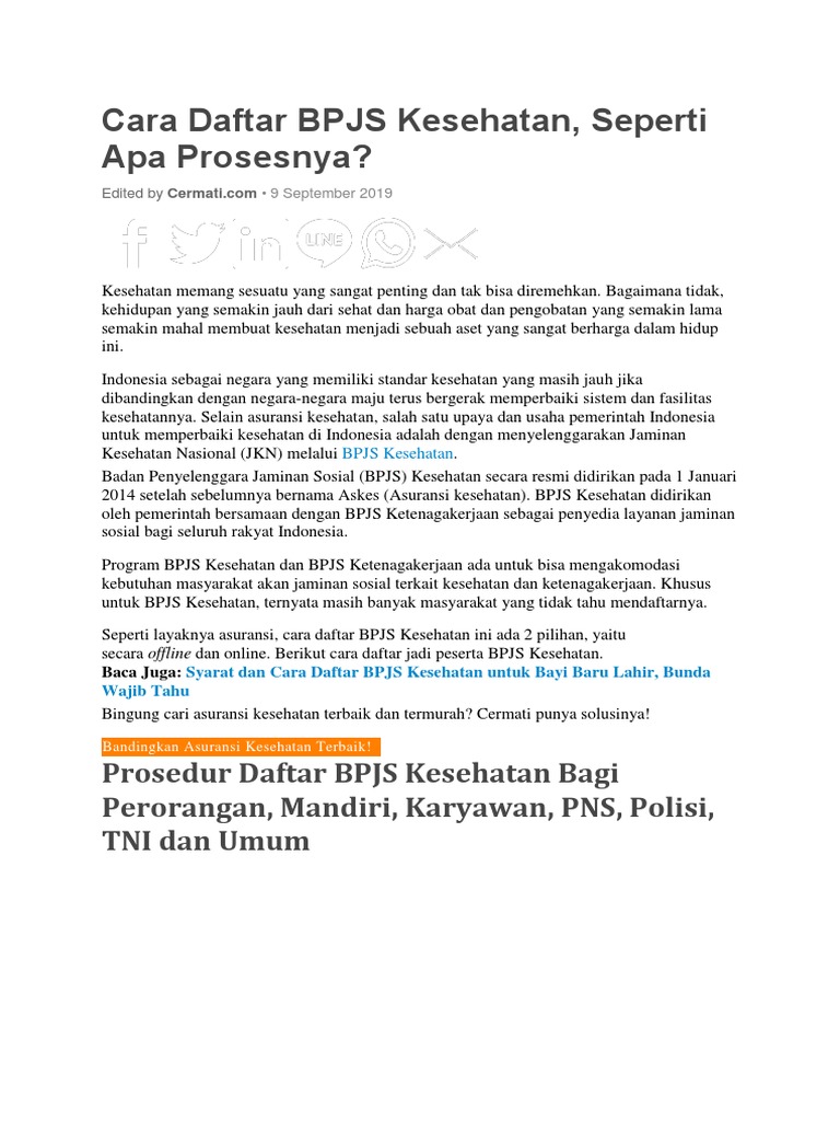 Panduan Daftar BPJS Kesehatan 2023 | PDF | Bisnis | Pengelolaan ...