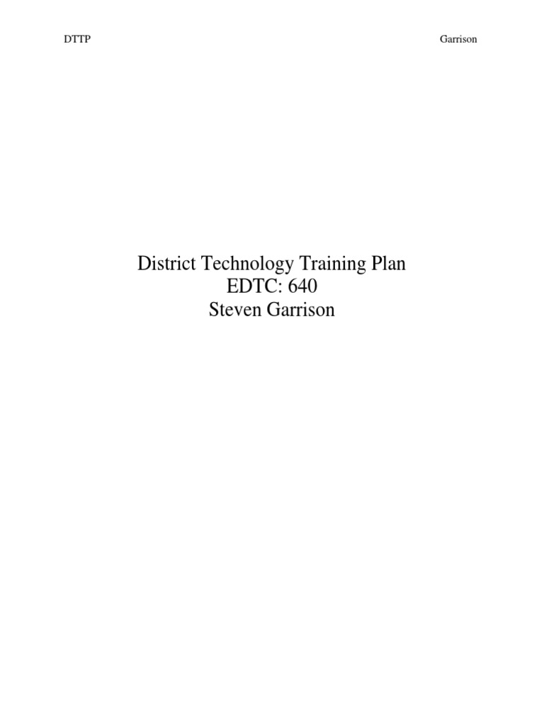 Steven Garrison - District Technology Training Plan Final | Download ...
