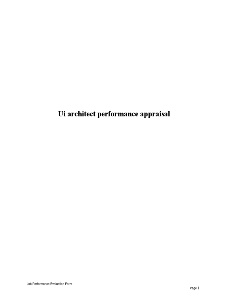 Ui Architect Performance Appraisal: Job Performance Evaluation Form ...