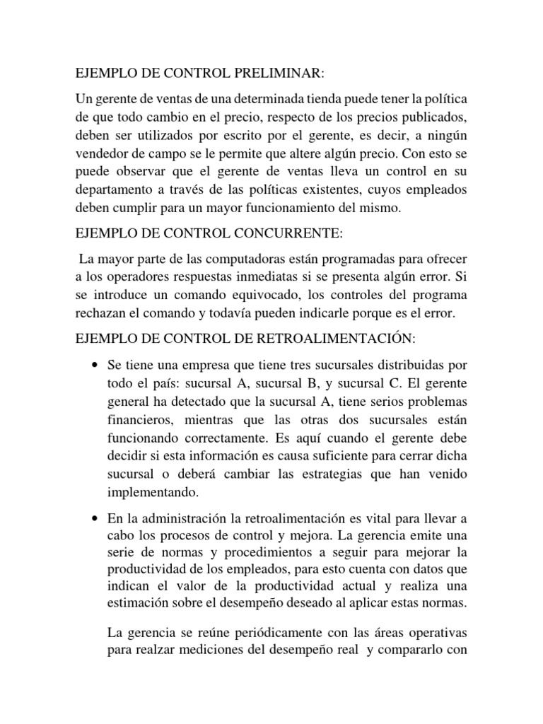 Ejemplo de Control Preliminar