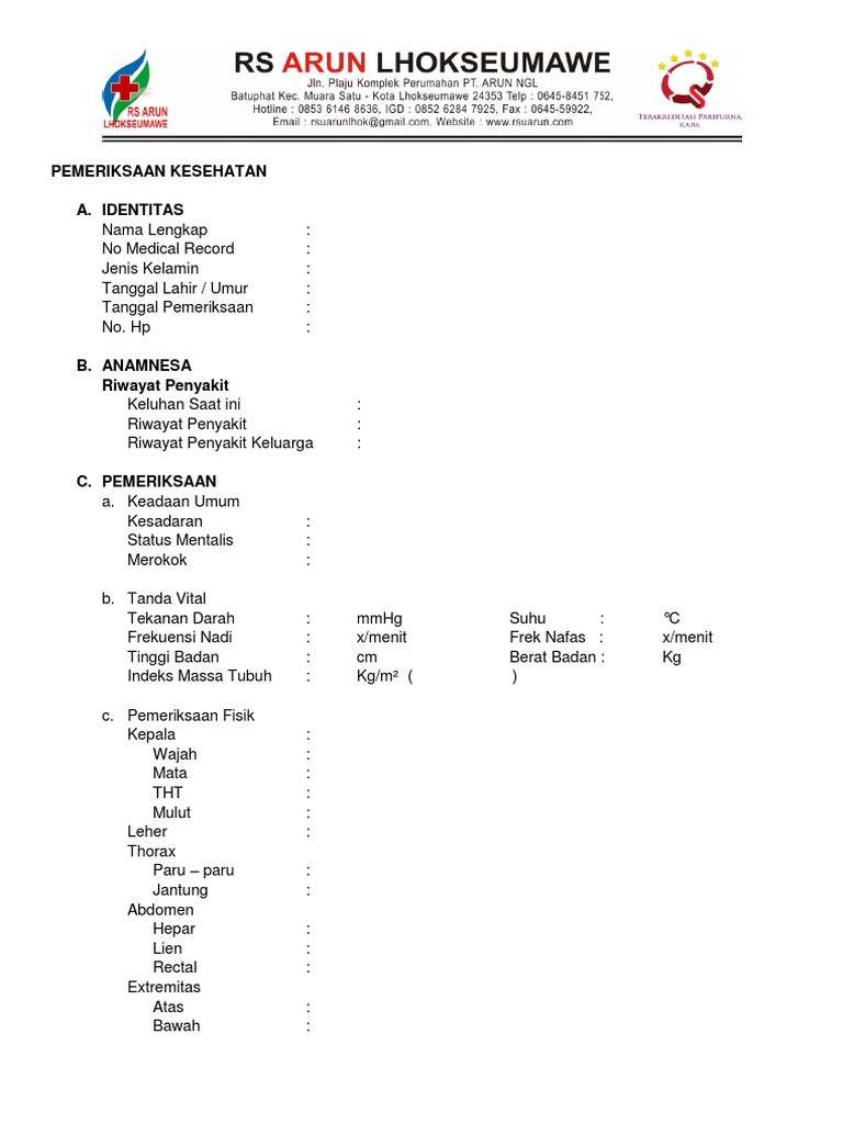 Form Hasil Mcu | PDF
