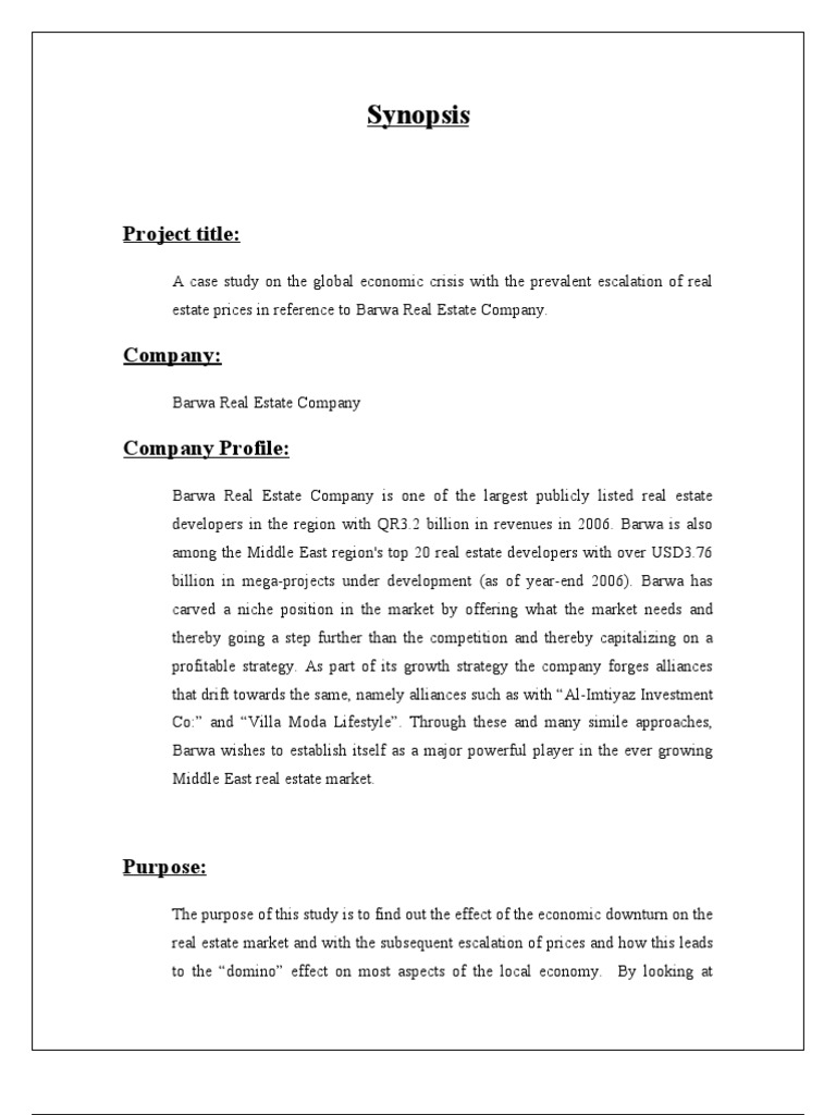 Synopsis Model | PDF | Case Study | Financial Crisis Of 2007–2008