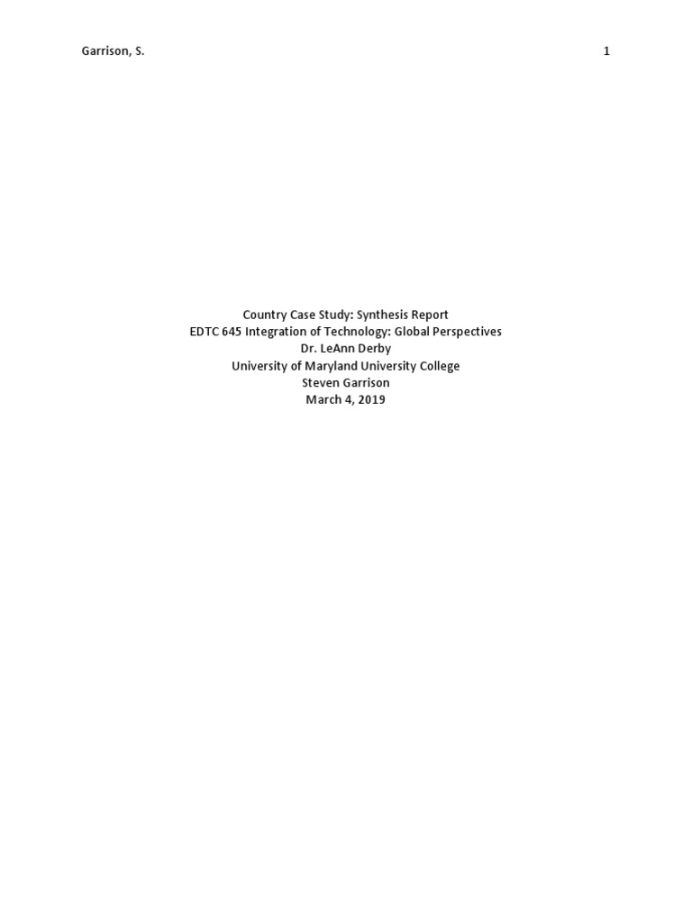 Edtc 645 Garrison Steven - Country Case Study - Synthesis Report China ...