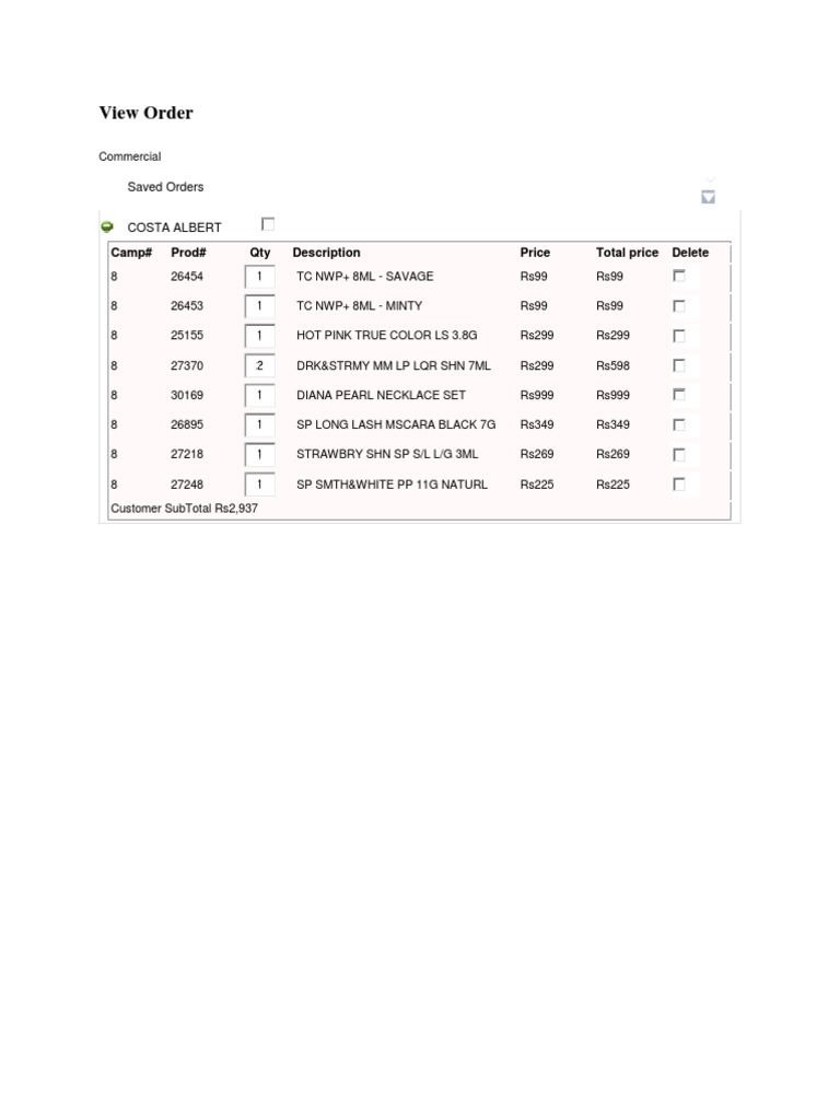 Avon Order | PDF