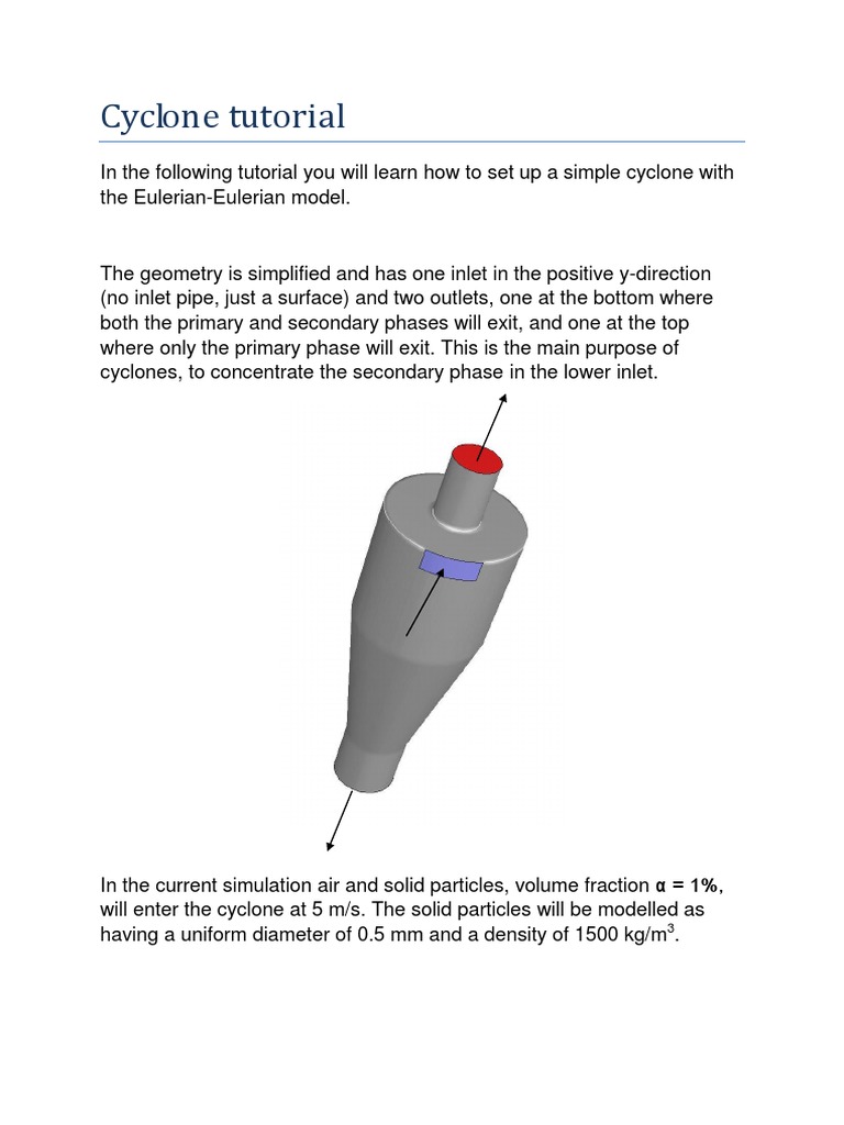 Cyclone Tutorial | Download Free PDF | Viscosity | Fluid Dynamics