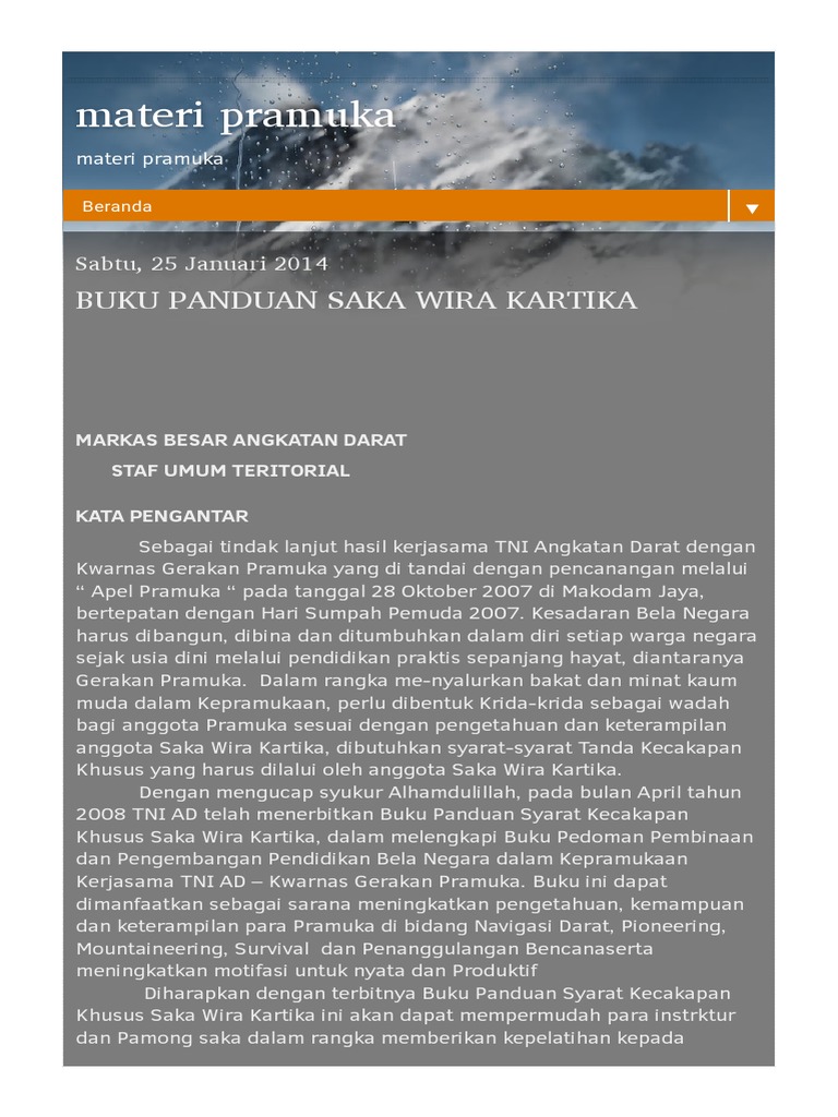 PEDOMAN SAKA WIRA KARTIKA | PDF