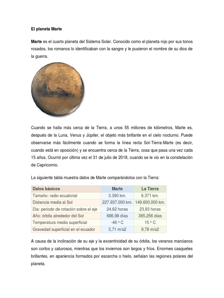 El Planeta Marte | PDF