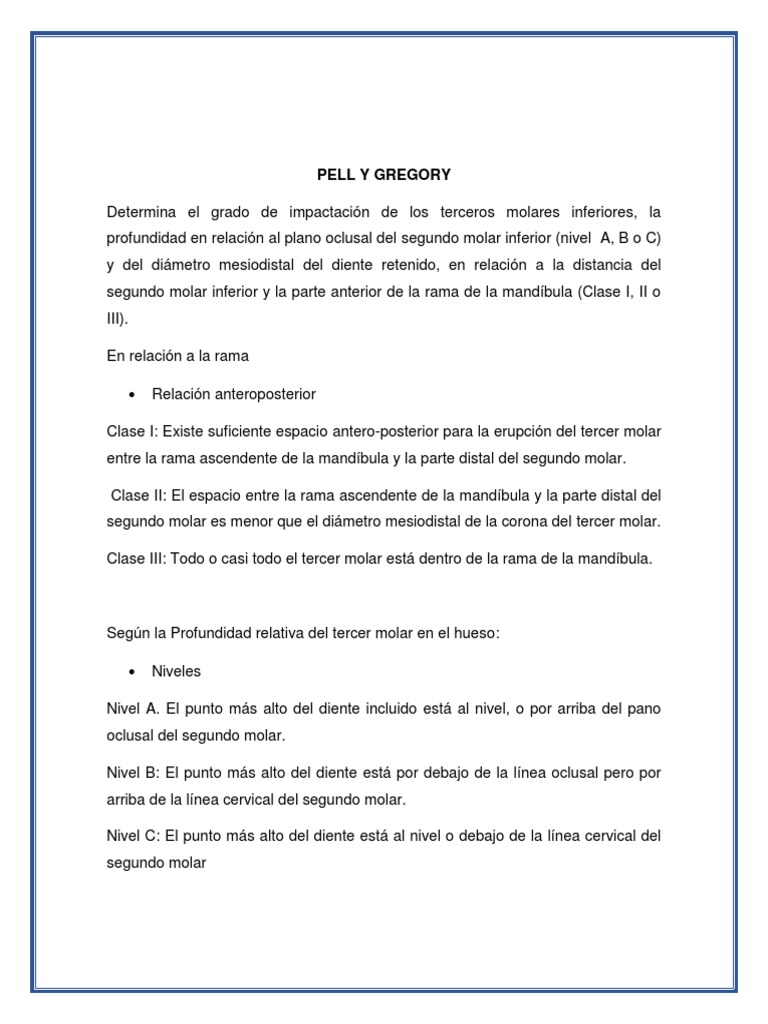 Clasificación Pell y Gregory de Molares | PDF | Naturaleza